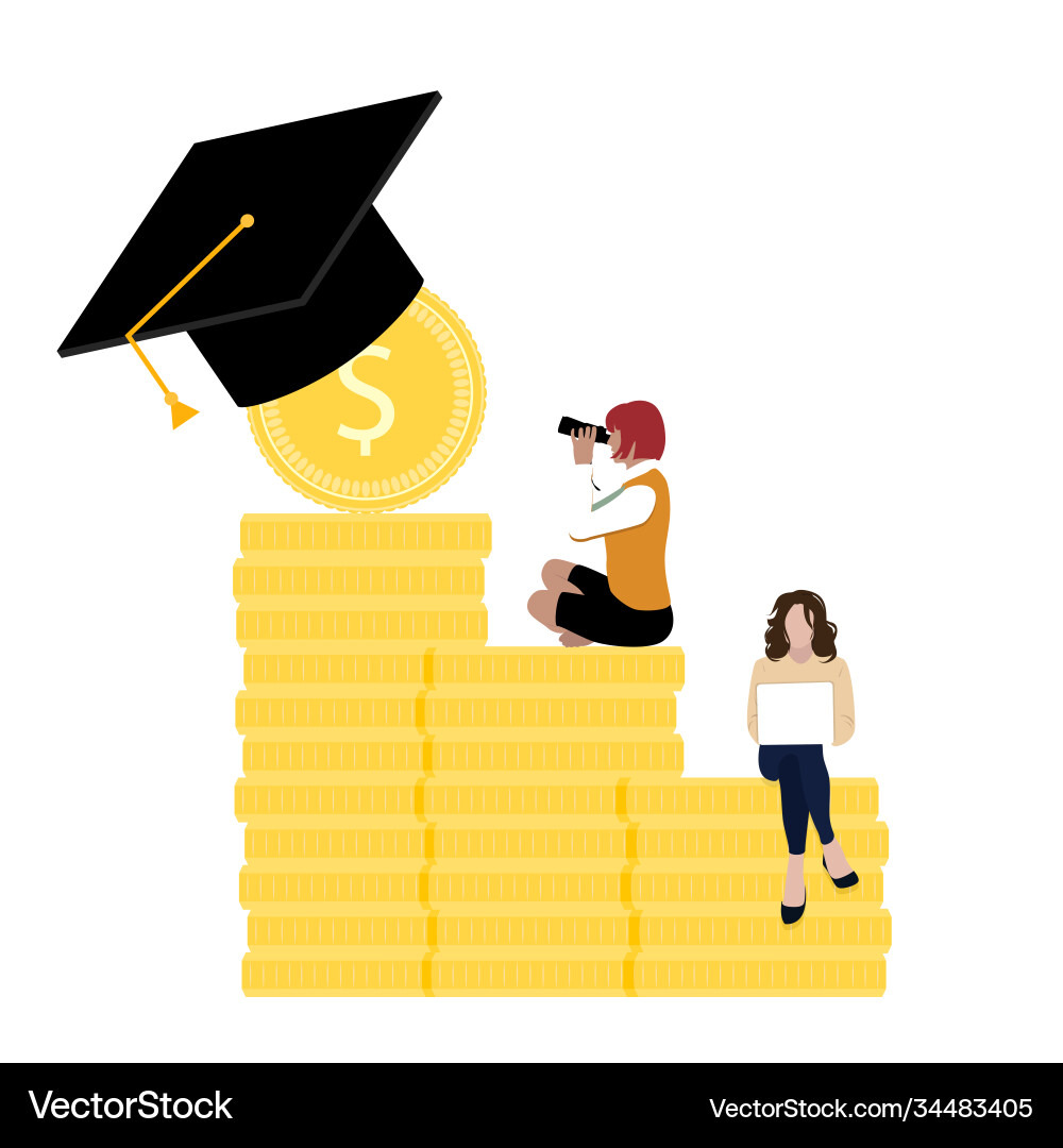 Students with financial grant to get education Vector Image