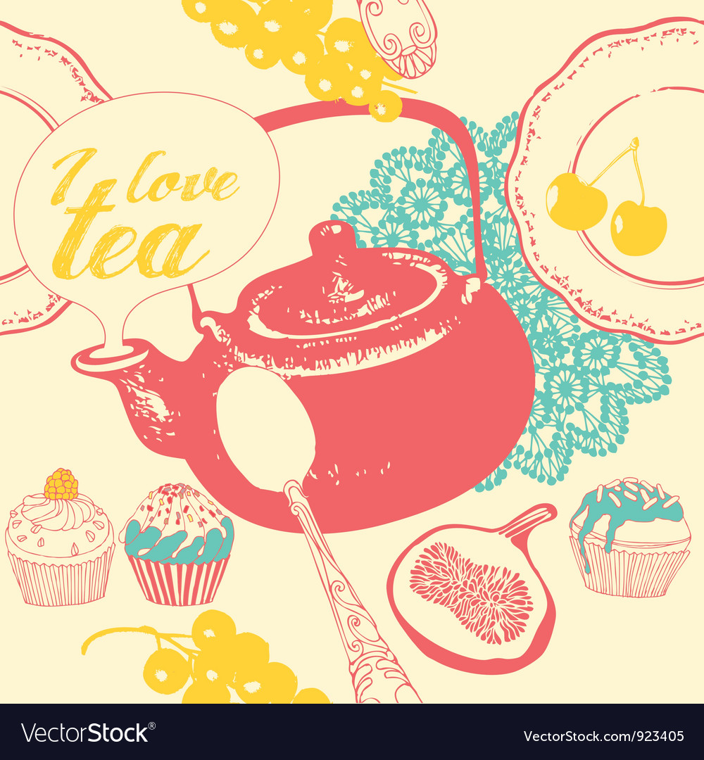 Tea time pattern Royalty Free Vector Image - VectorStock