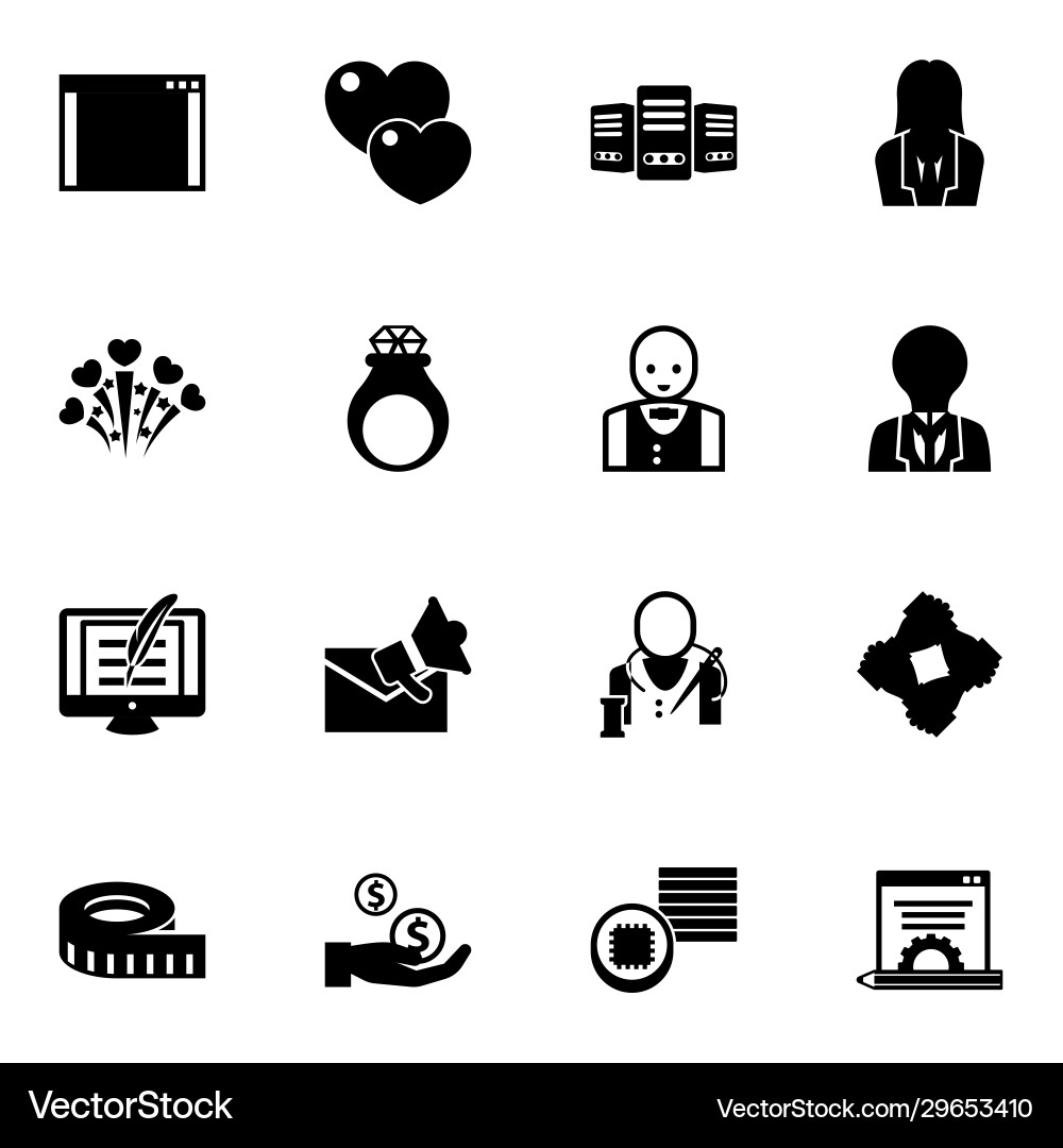 16 linear filled icons set isolated on white Vector Image