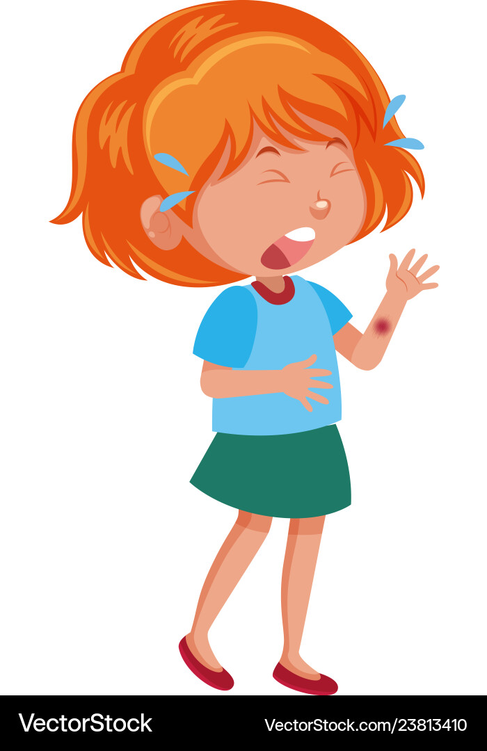 A girl character crying Royalty Free Vector Image