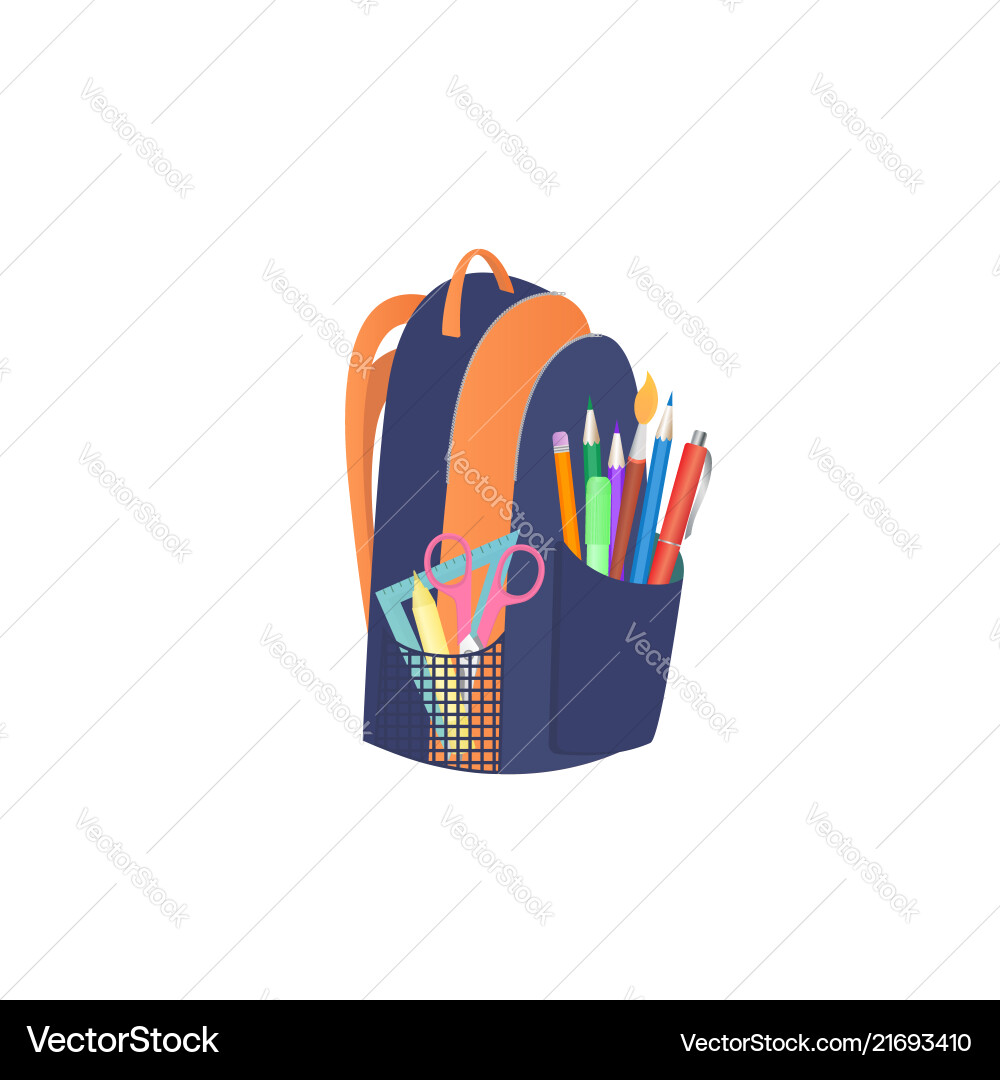 Backpack with school supplies back to school Vector Image
