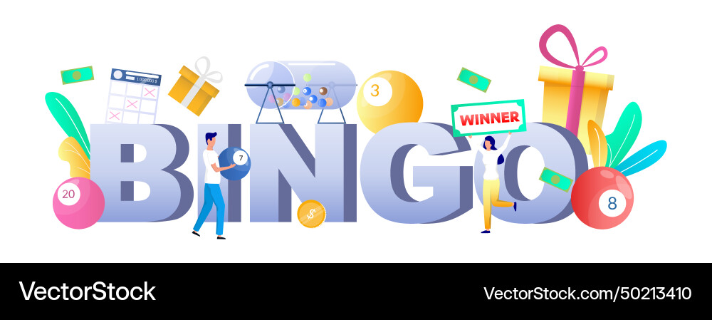 Bingo lottery game typography banner template Vector Image