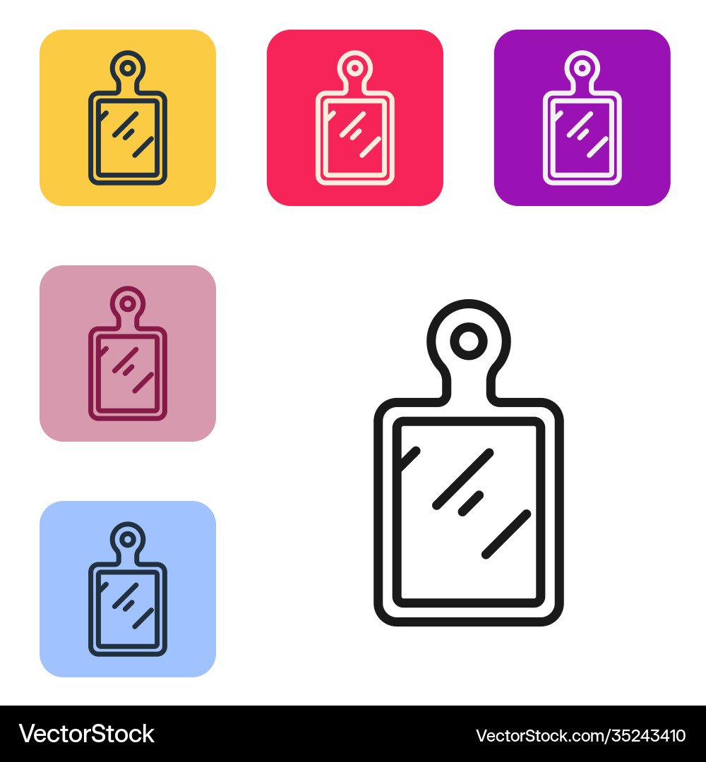 Black line cutting board icon isolated on white Vector Image