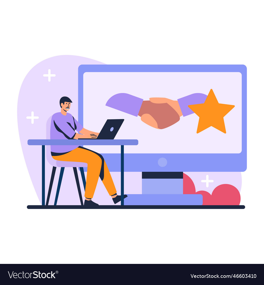 Colored cartoon character of young man working Vector Image