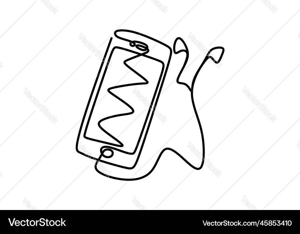 Continuous one line drawing of phone Royalty Free Vector