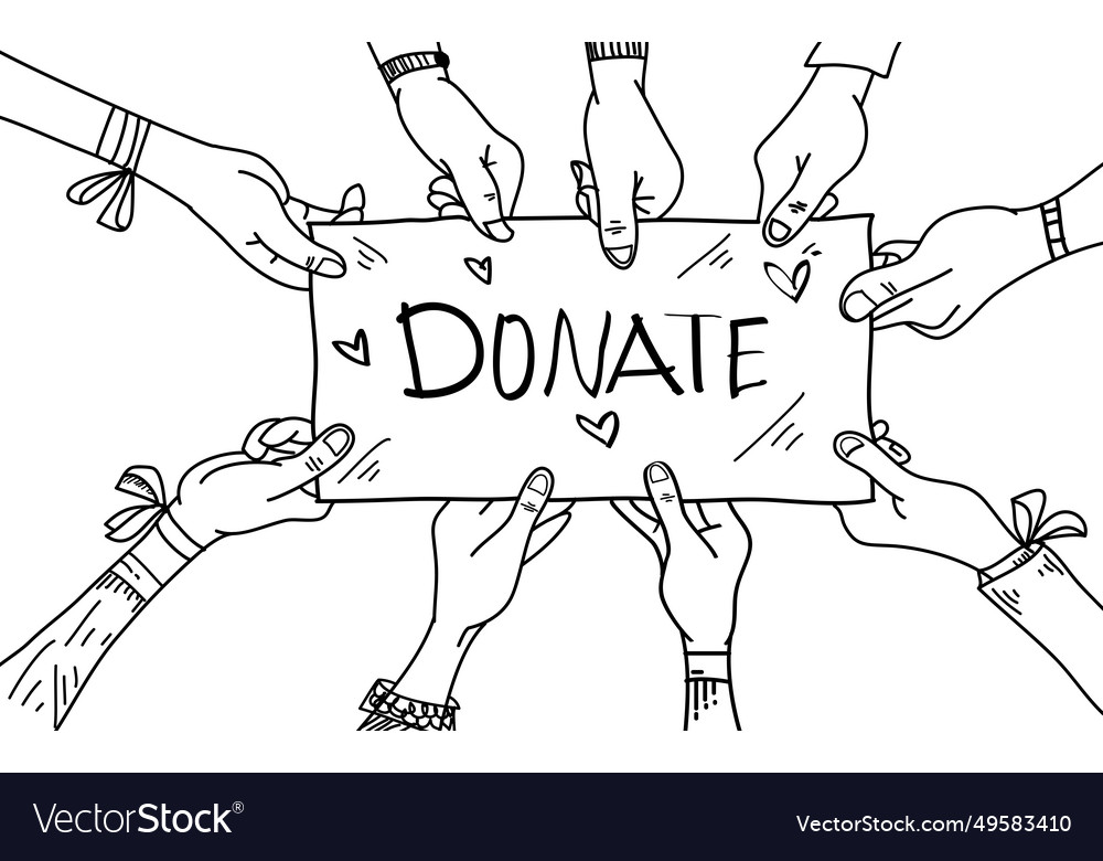 Donate hand drawn concept of charity Royalty Free Vector Donate hand drawn concept of charity Royalty Free Vector