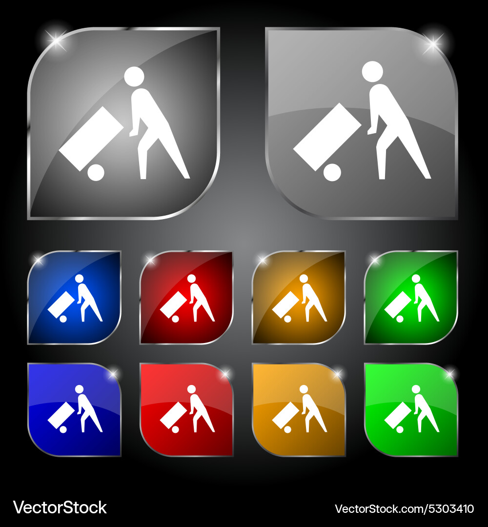 Loader icon sign set ten colorful buttons Vector Image