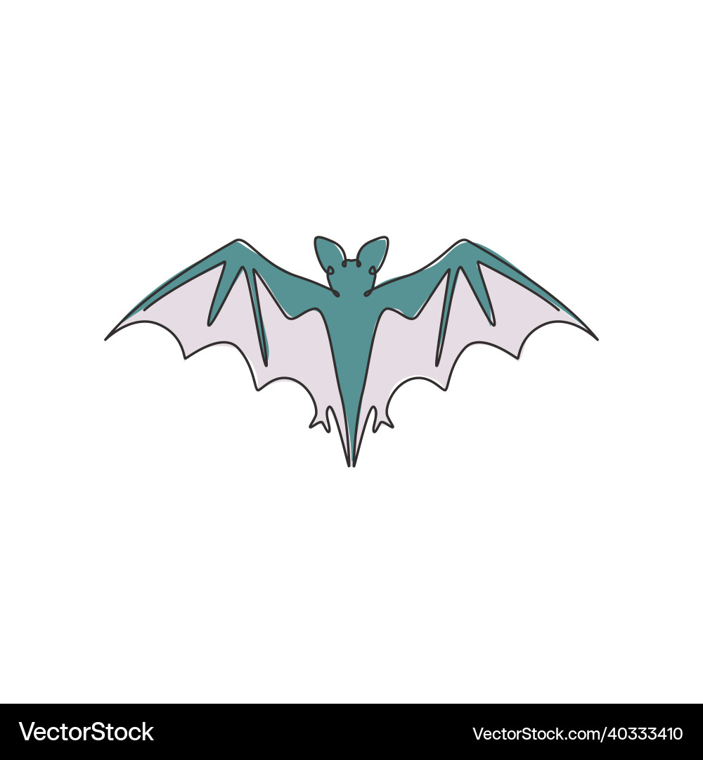 One continuous line drawing of scary bat Vector Image