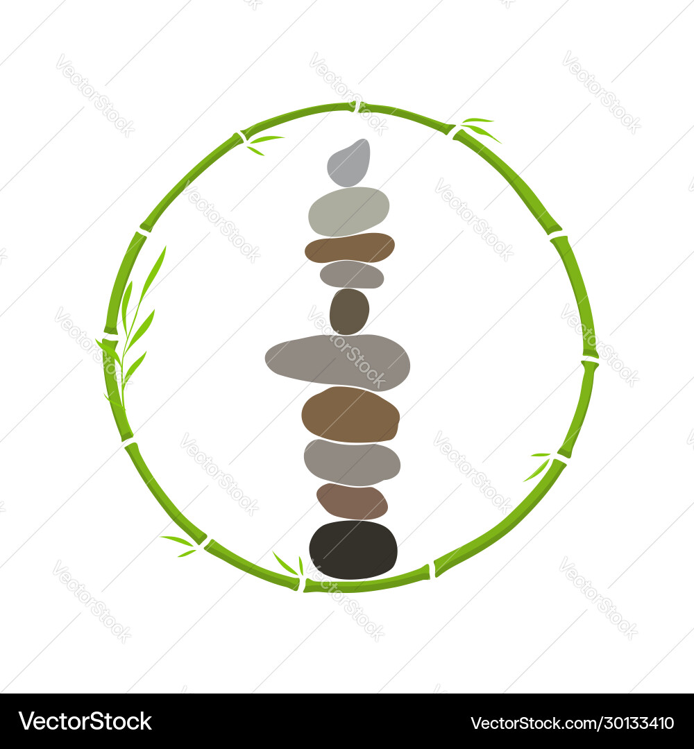 Rock balance in circle bamboo Royalty Free Vector Image