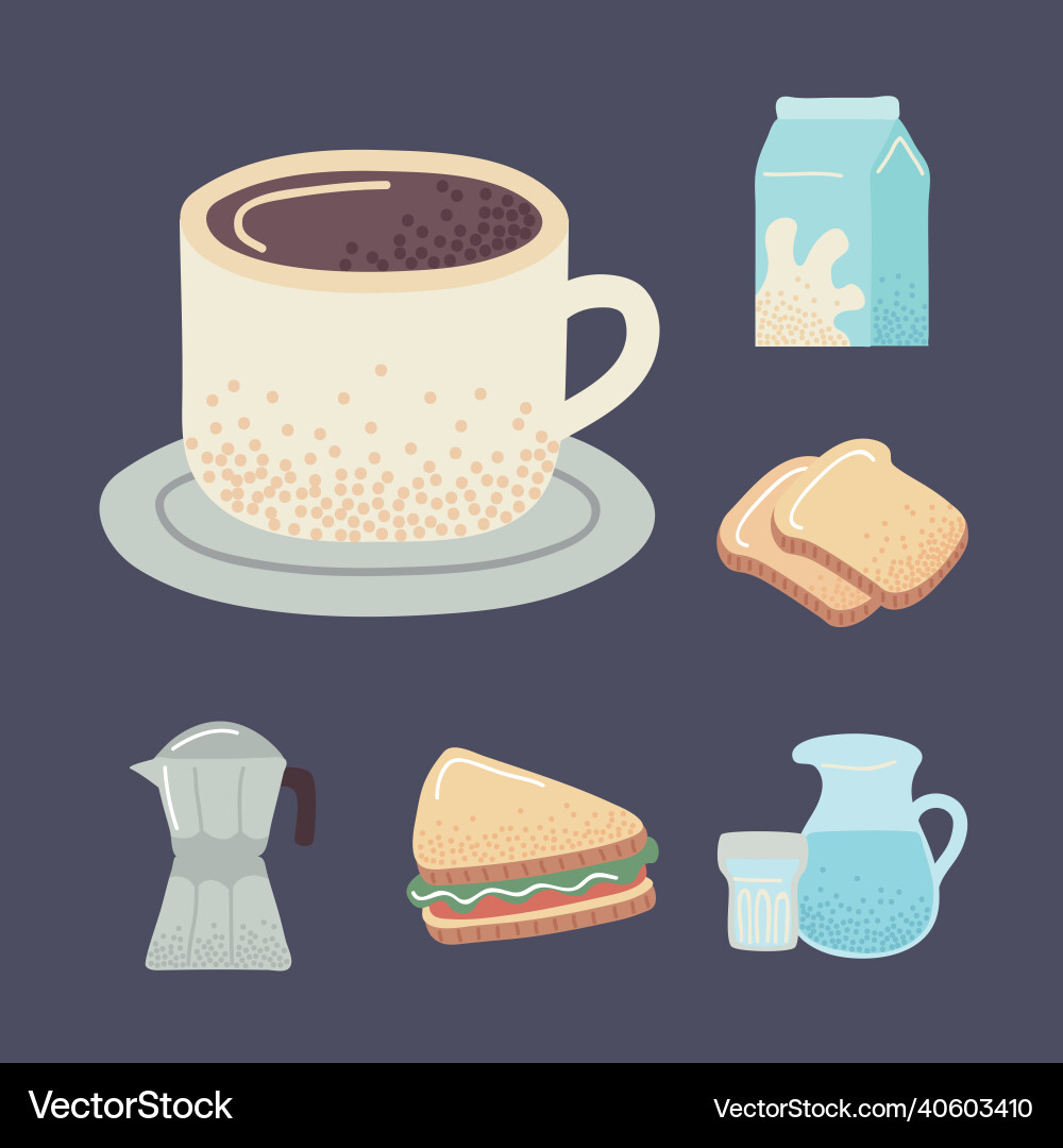 Six breakfast food icons Royalty Free Vector Image