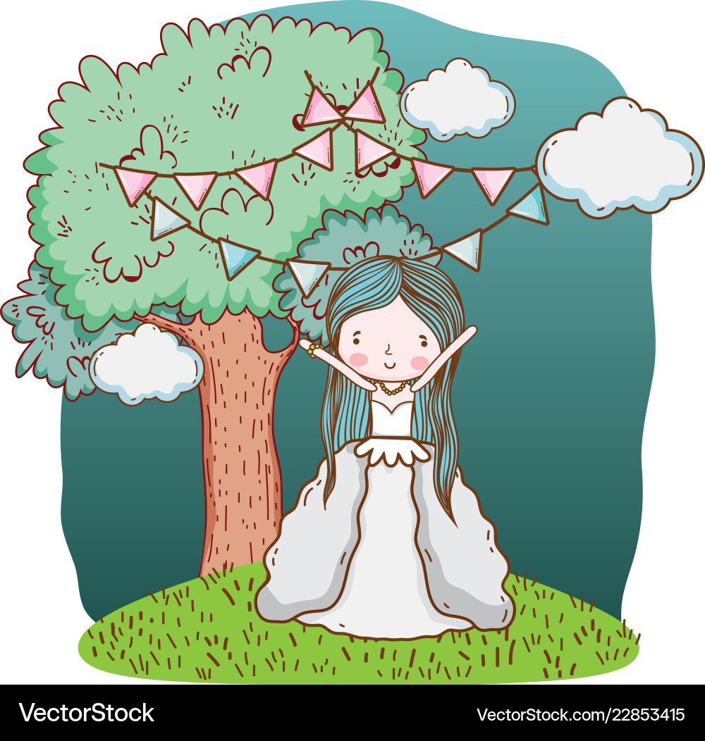 Bride female cute cartoon Royalty Free Vector Image