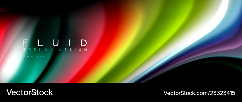 Bright colorful liquid fluid lines on black Vector Image