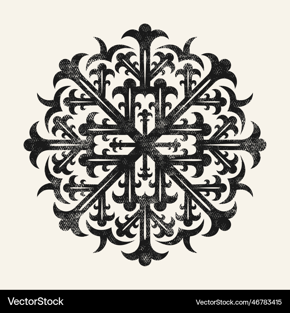 Circle floral alpona template with rough texture Vector Image