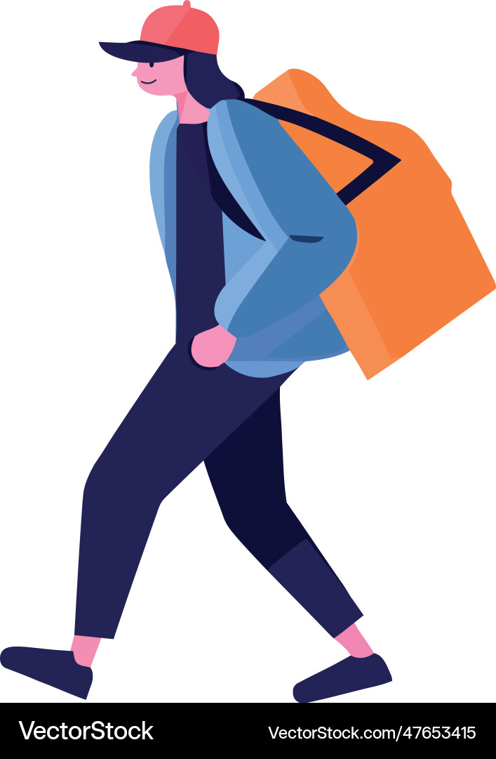 Delivery young man with bag icon Royalty Free Vector Image
