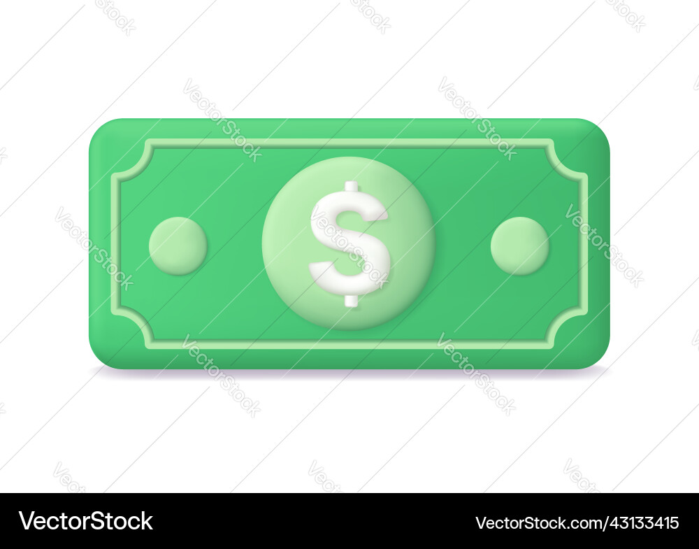 Dollar icon 3d money bill Royalty Free Vector Image