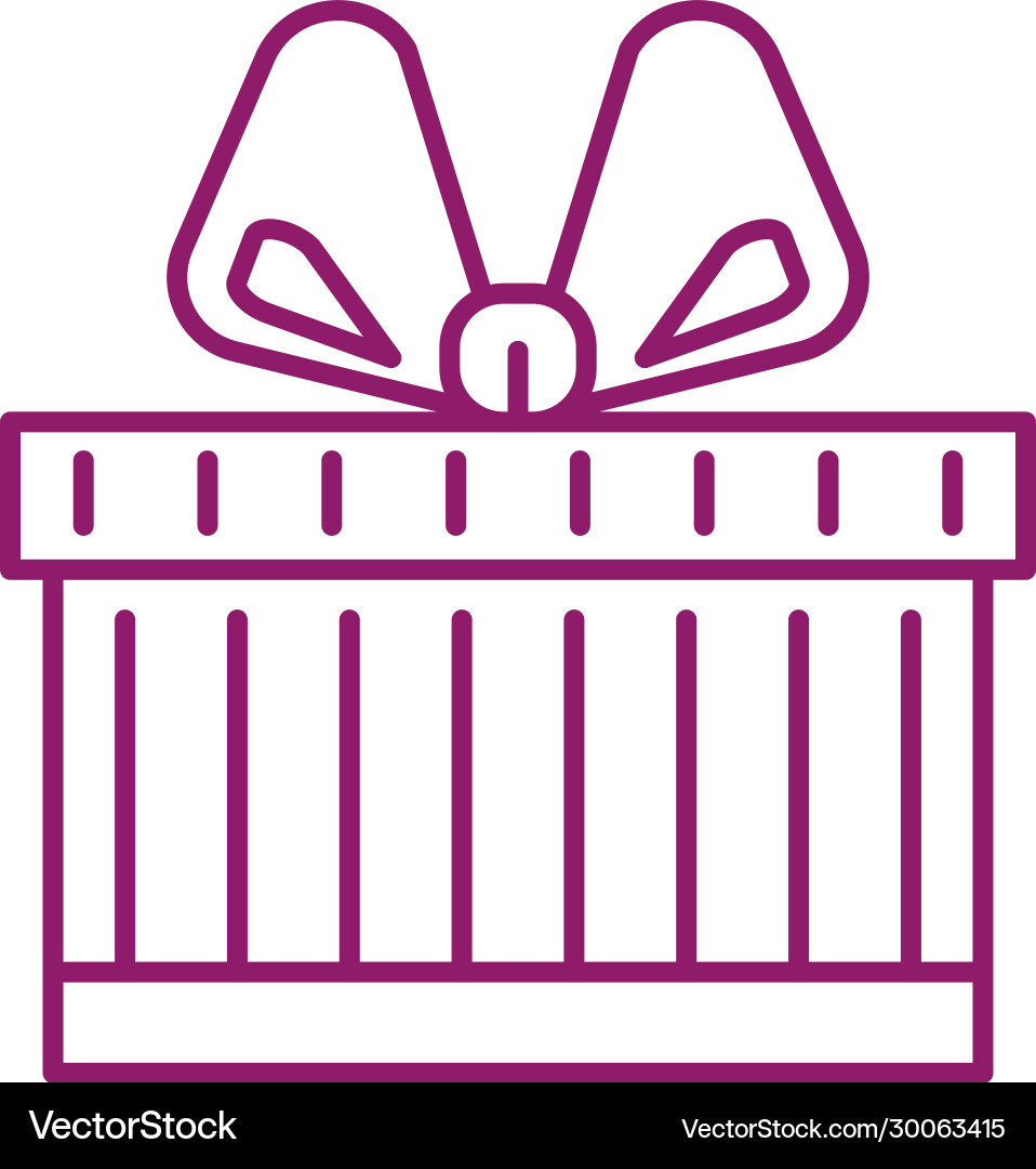 Gift box line style and color Royalty Free Vector Image