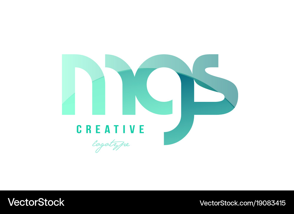 Green gradient pastel modern mgs m g s alphabet Vector Image