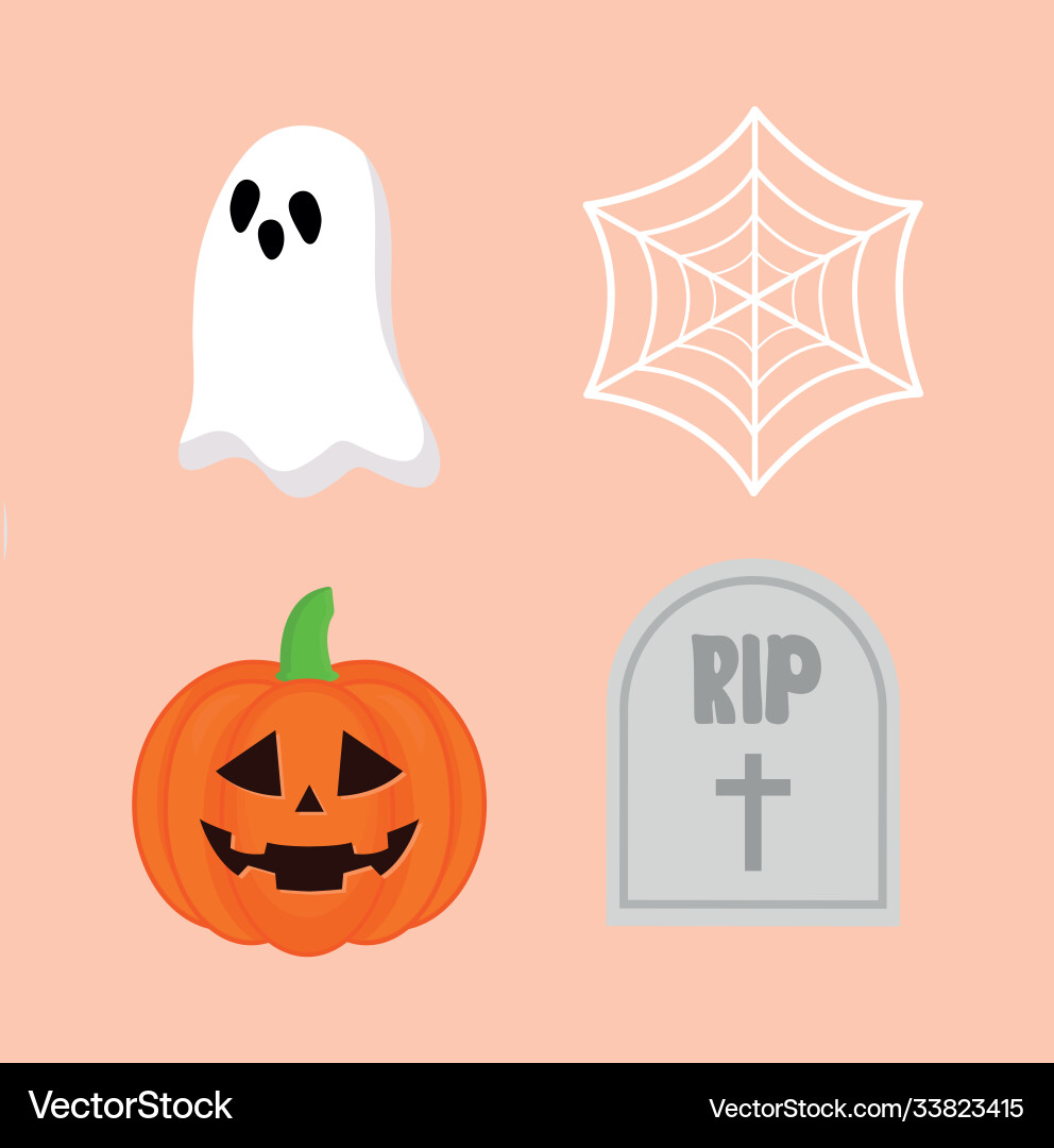 Halloween cartoons set design Royalty Free Vector Image