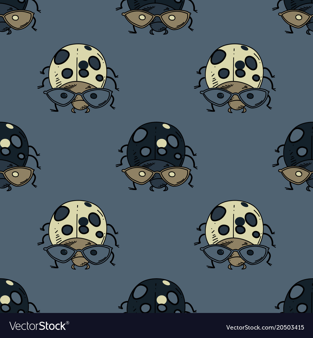 Ladybug funky seamless pattern Royalty Free Vector Image