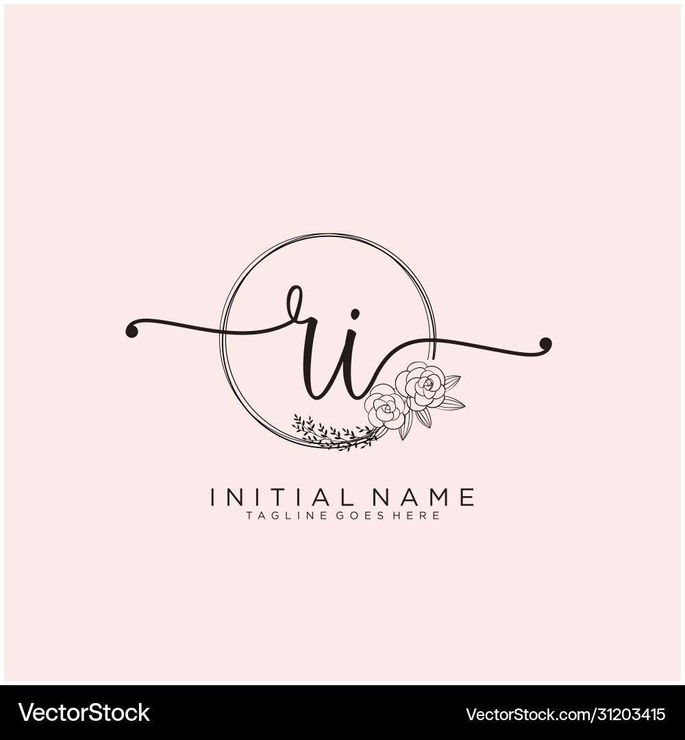 Letter initial ri beauty monogram and elegant Vector Image
