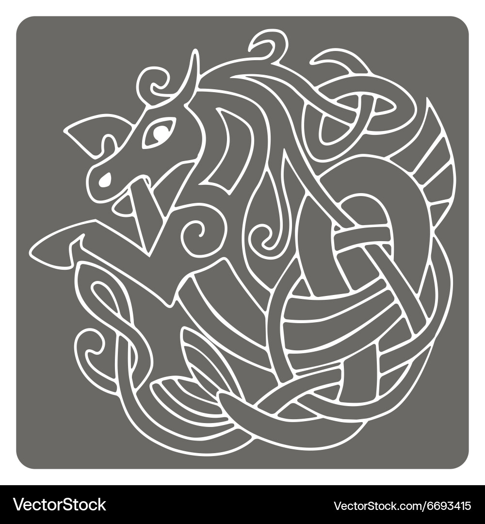Monochrome icon with celtic art Royalty Free Vector Image