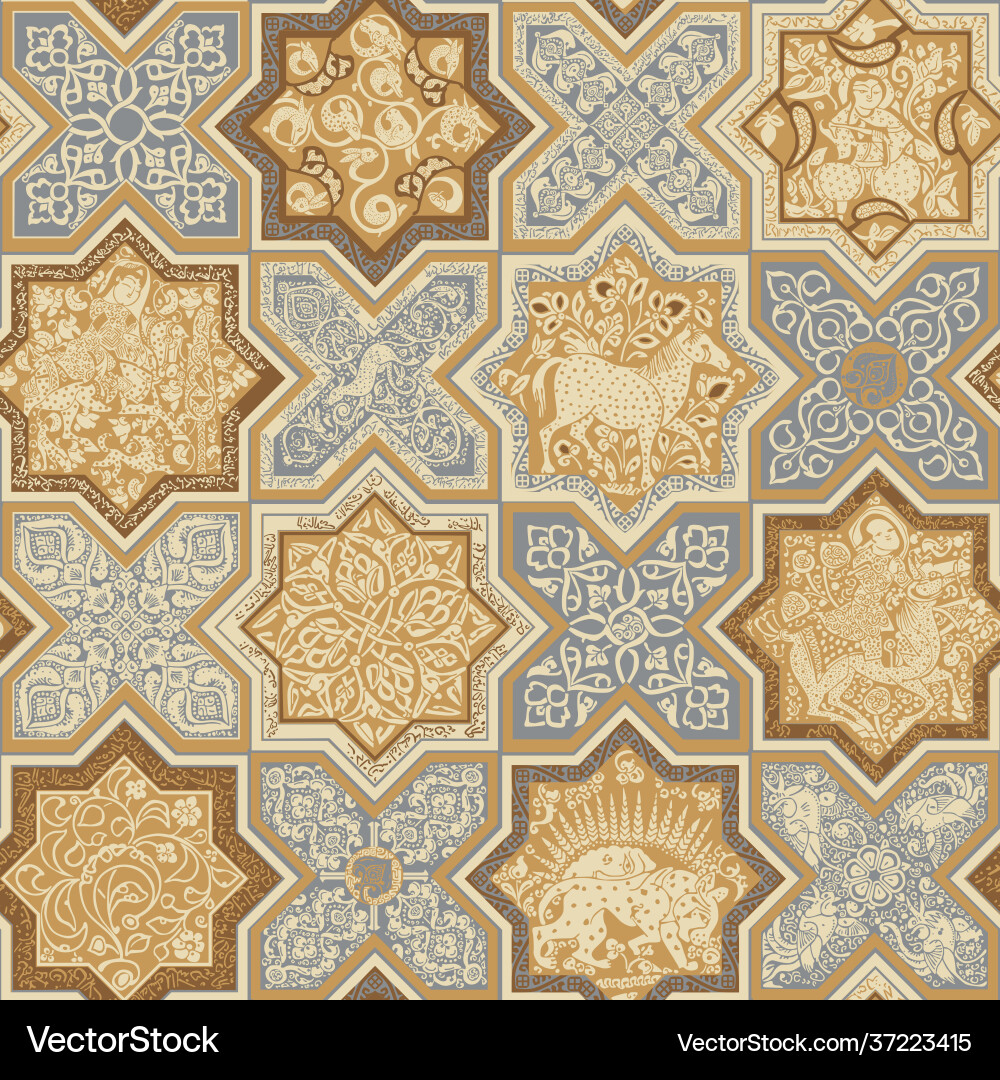 Oriental tiles seamless pattern Royalty Free Vector Image
