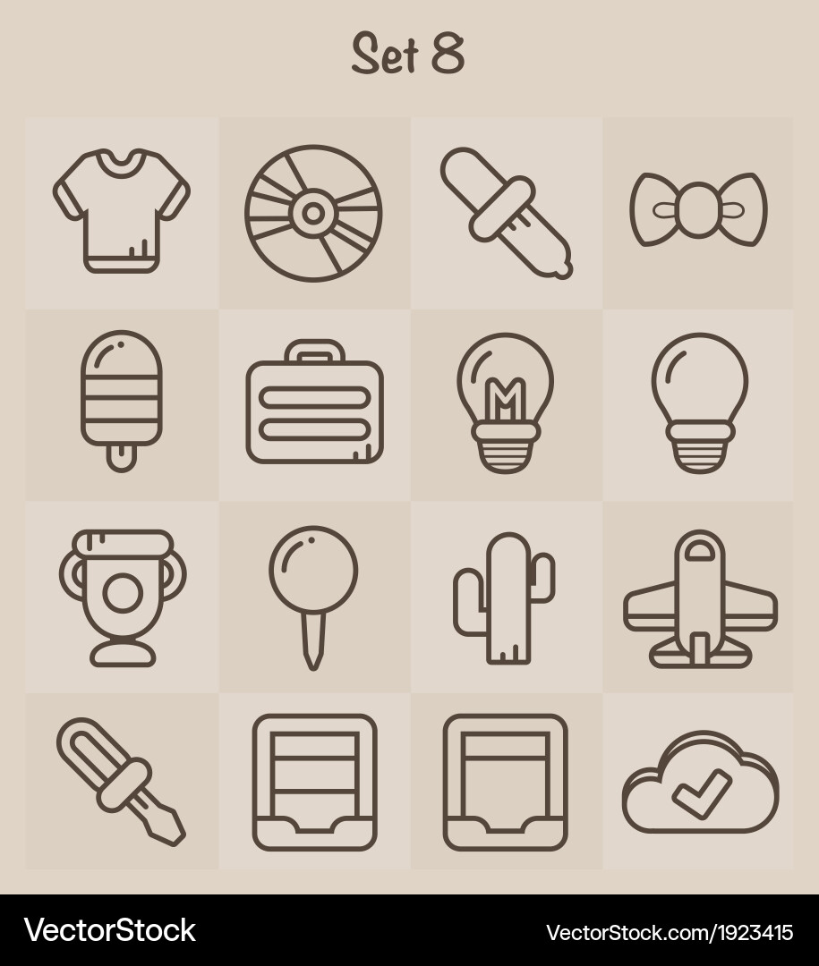Outline icons set 8 Royalty Free Vector Image - VectorStock