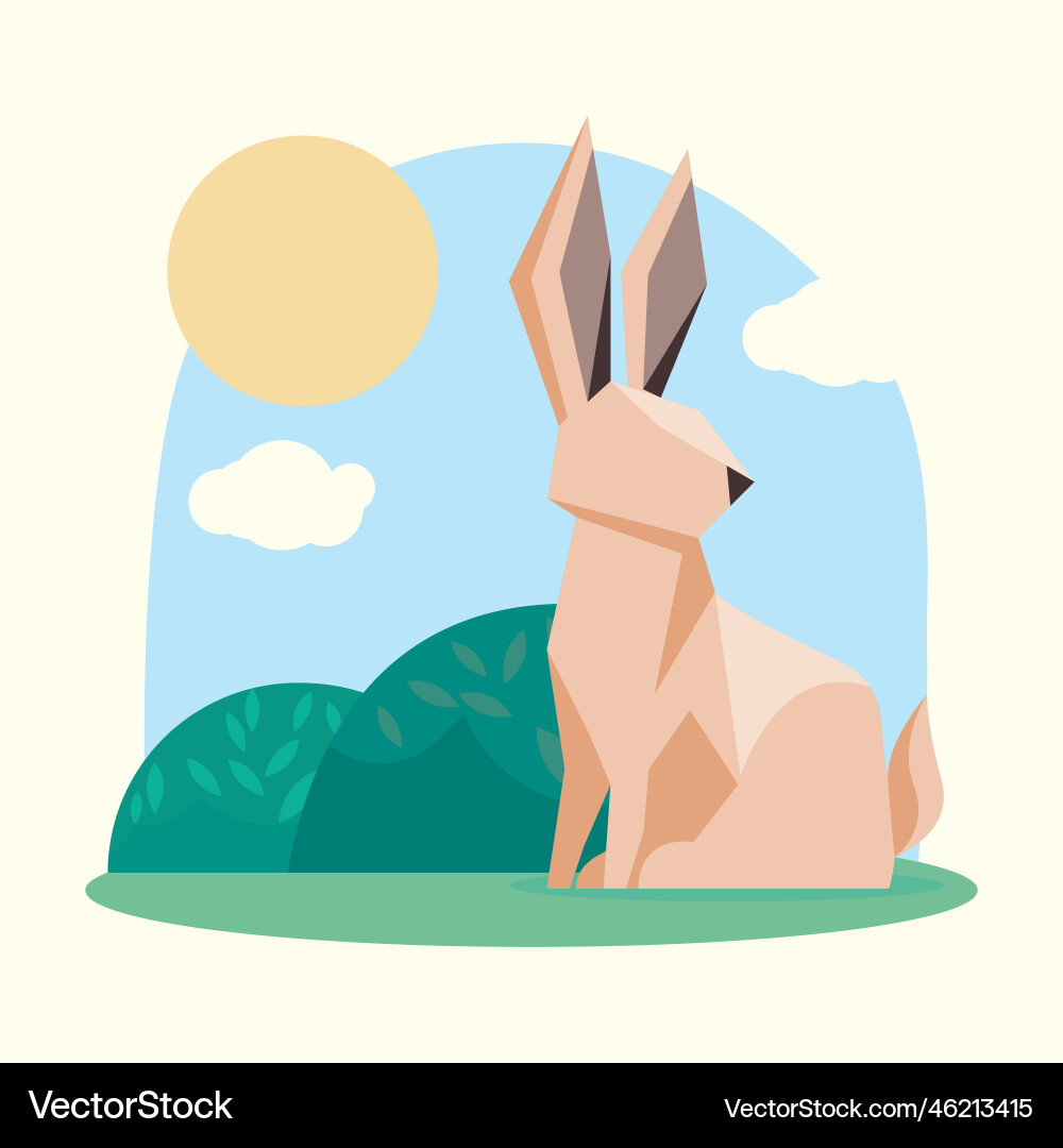Rabbit animal in landscape Royalty Free Vector Image