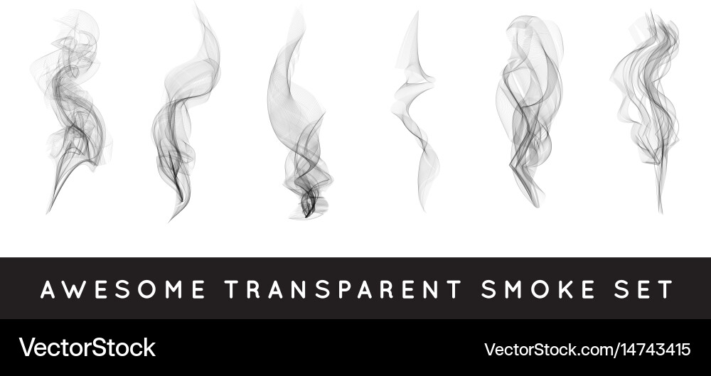 Set digital realistic smoke curly smoke flow Vector Image