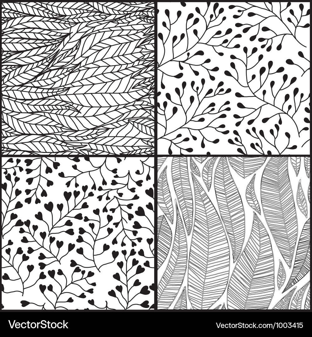 Set of four seamless abstract hand-drawn pattern Vector Image