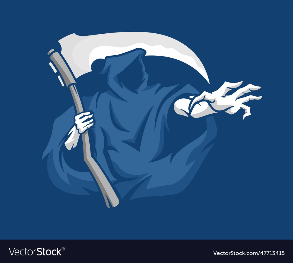 Skull of grim reaper with the sickle Royalty Free Vector