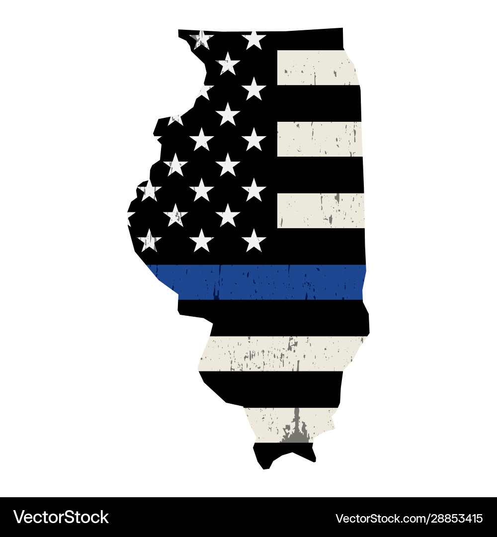 State illinois police support flag Royalty Free Vector Image