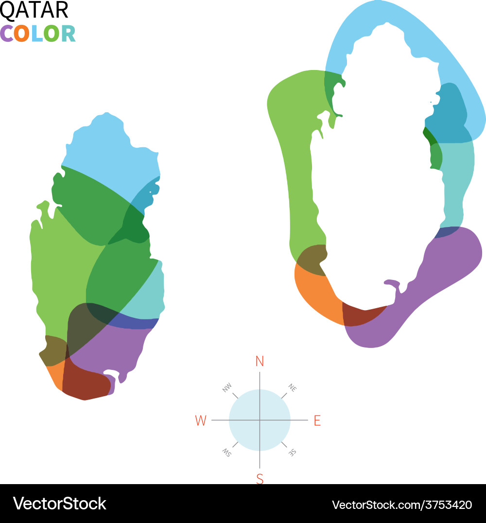 Abstract color map of qatar Royalty Free Vector Image
