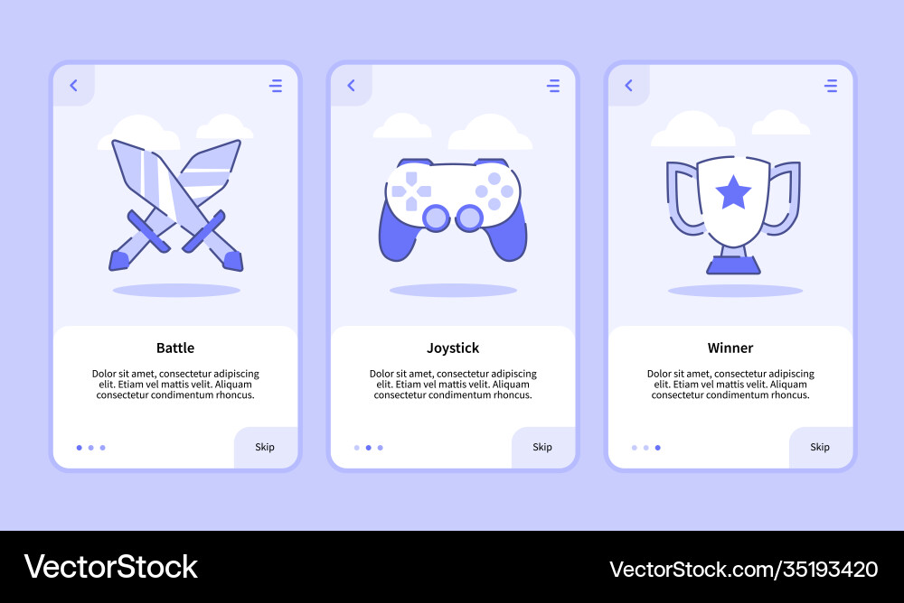 Battle joystick winner onboarding screen Vector Image