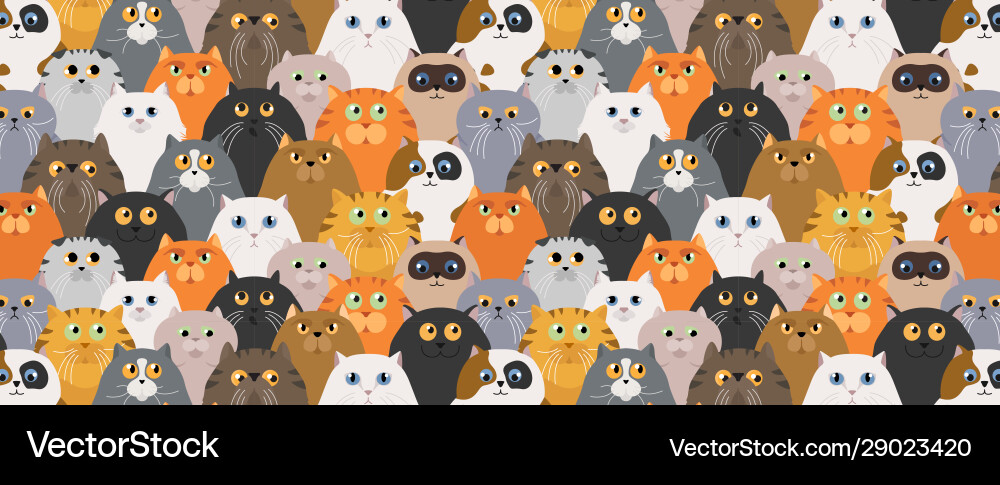 Cat poster cartoon characters seamless Royalty Free Vector