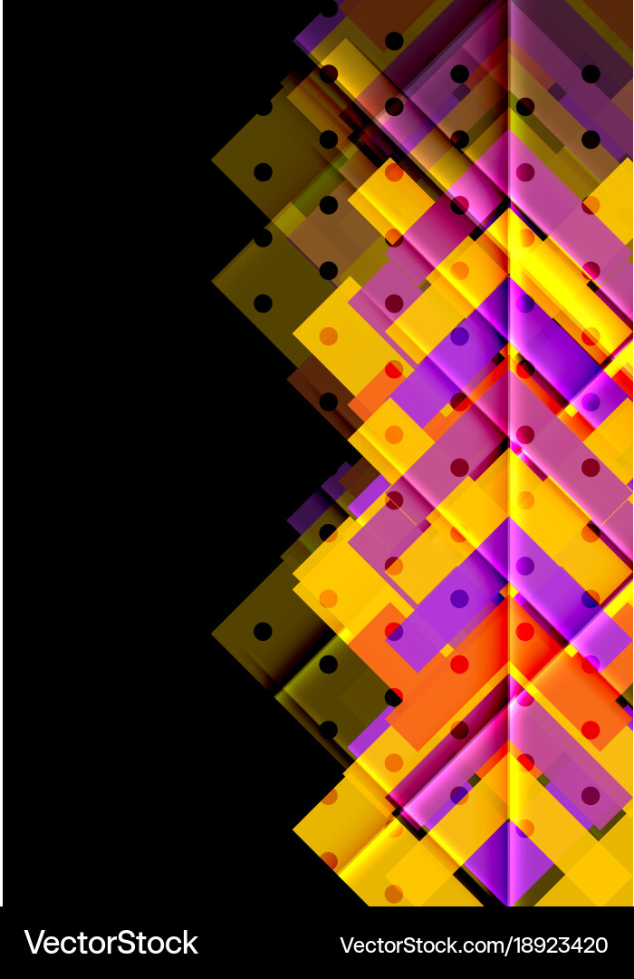 Colorful triangles and arrows on dark background Vector Image