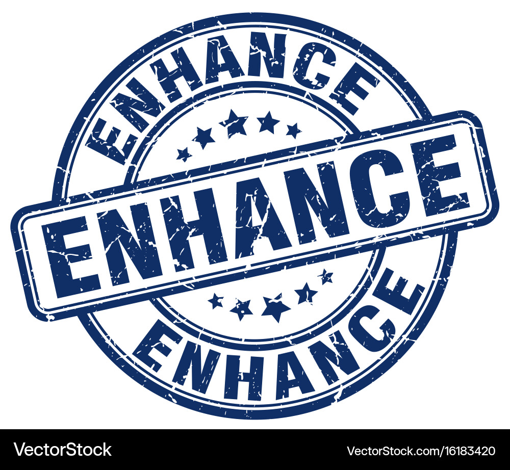 Enhance blue grunge stamp Royalty Free Vector Image