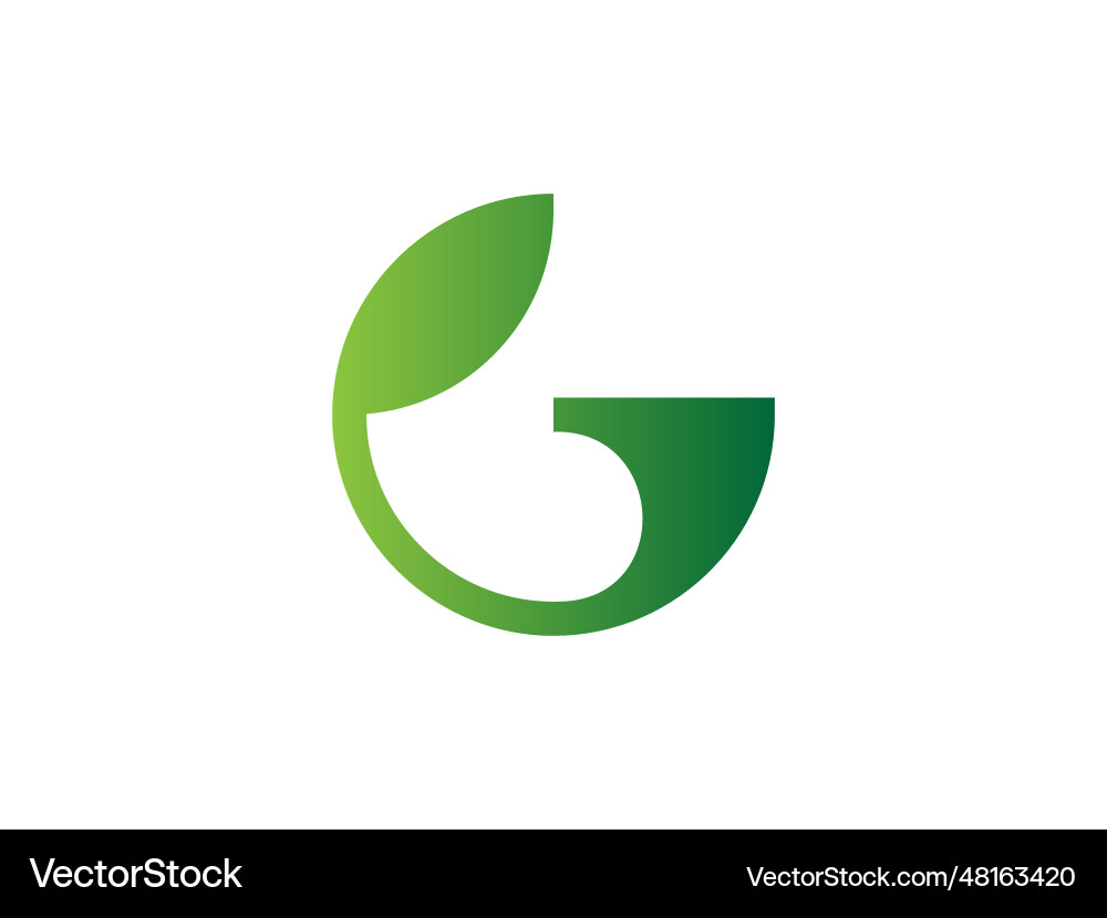 Letter g with green nature leaf logo design Vector Image