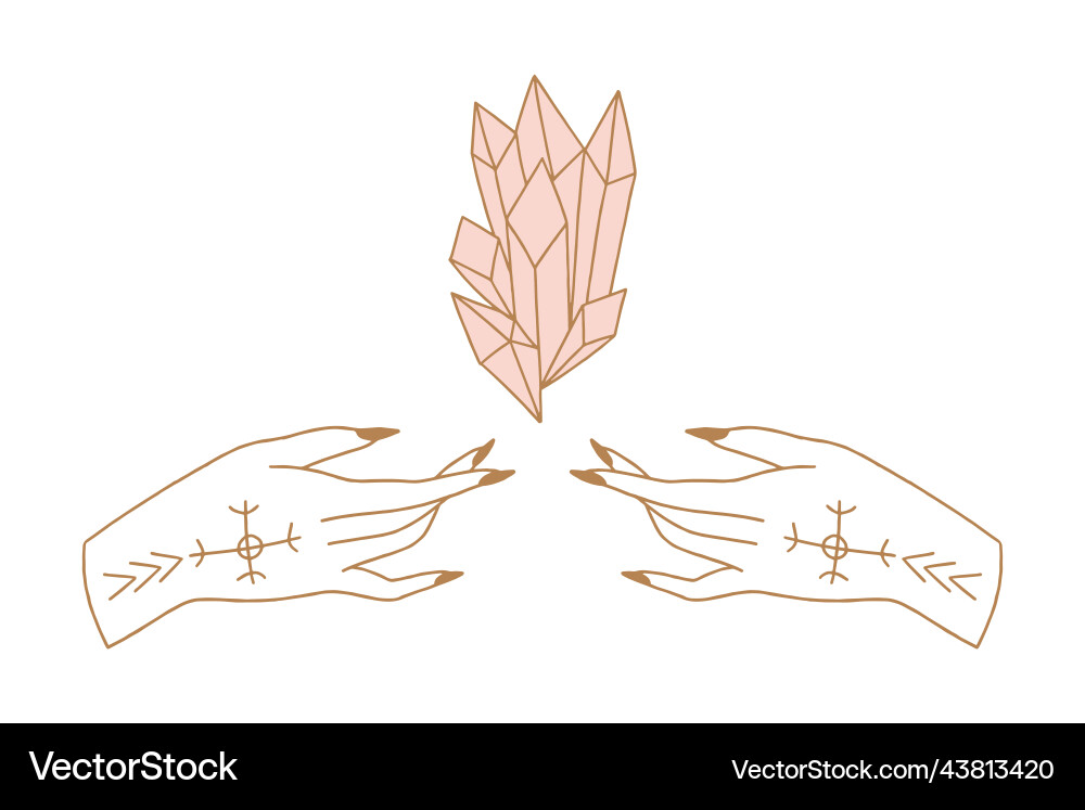 Magic witch alchemy female hands and crystal Vector Image