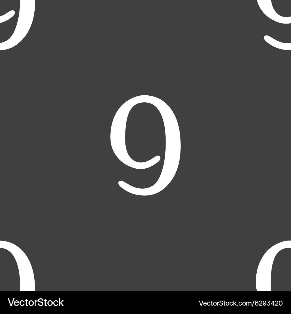 Number nine icon sign seamless pattern on a gray Vector Image