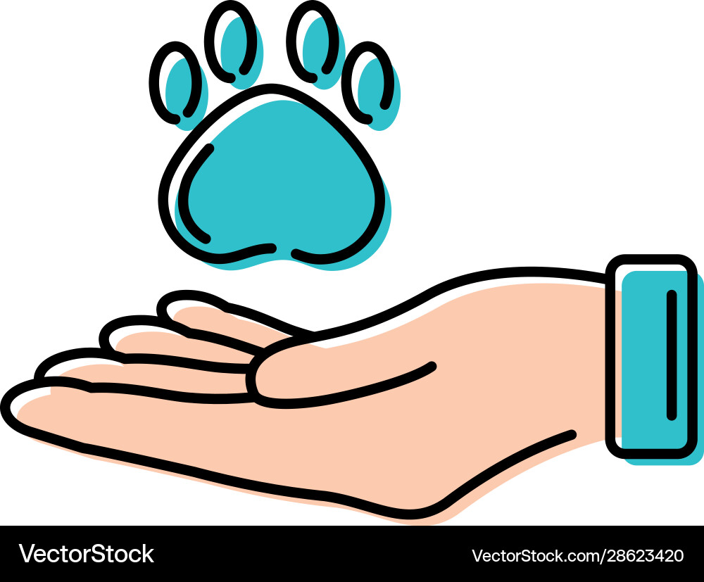 Paw print mascot in hand Royalty Free Vector Image