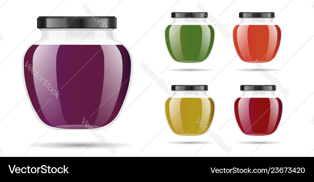 Realistic transparent glass jar with jam Vector Image
