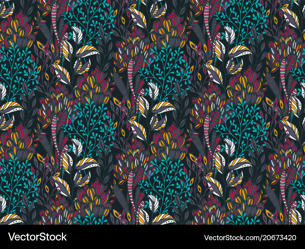 Seamless pattern with hand drawn floral fantasy Vector Image