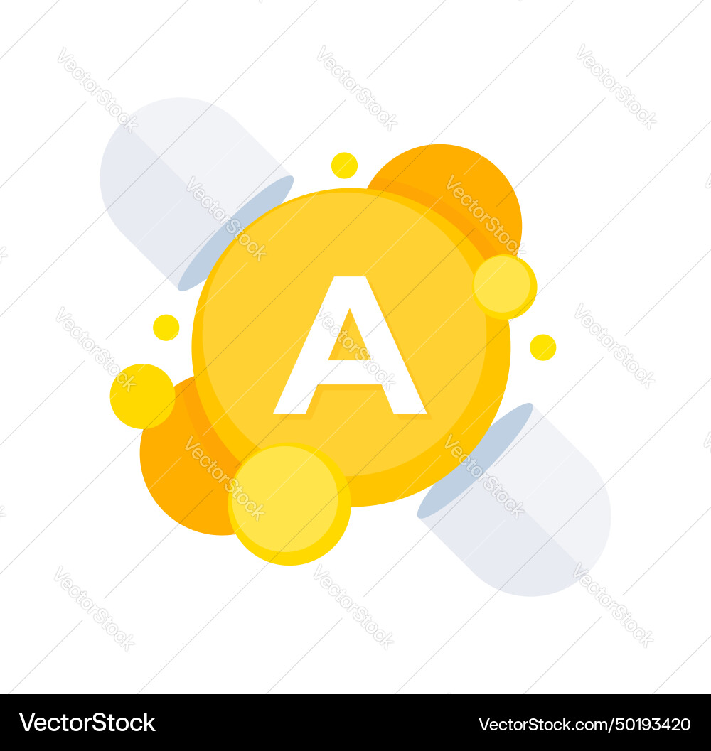 Showing yellow capsules with a imprint Royalty Free Vector