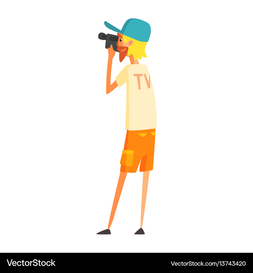 Videographer journalist shooting video official Vector Image