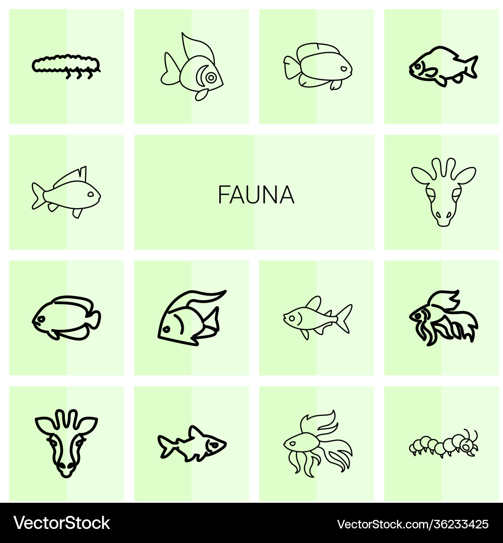 14 fauna icons Royalty Free Vector Image - VectorStock