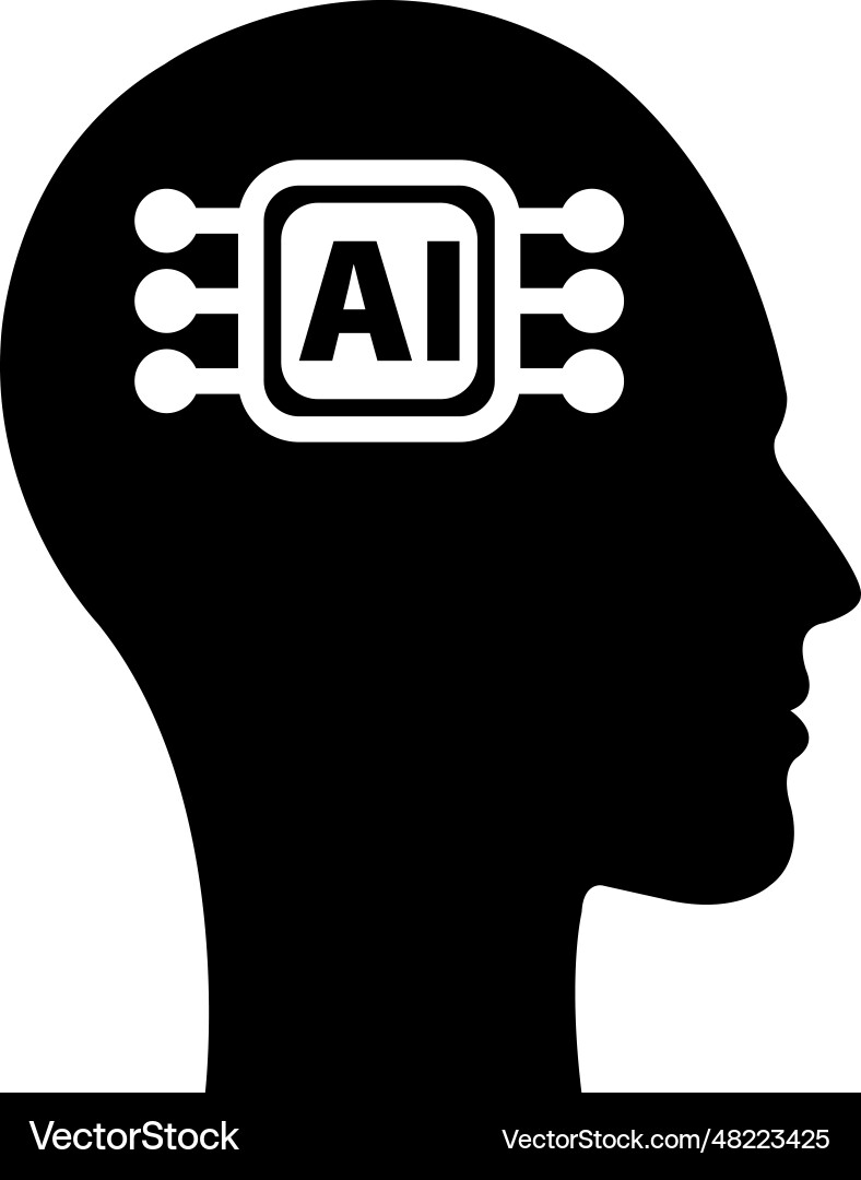 Ai artificial intelligence icon of man human face Vector Image