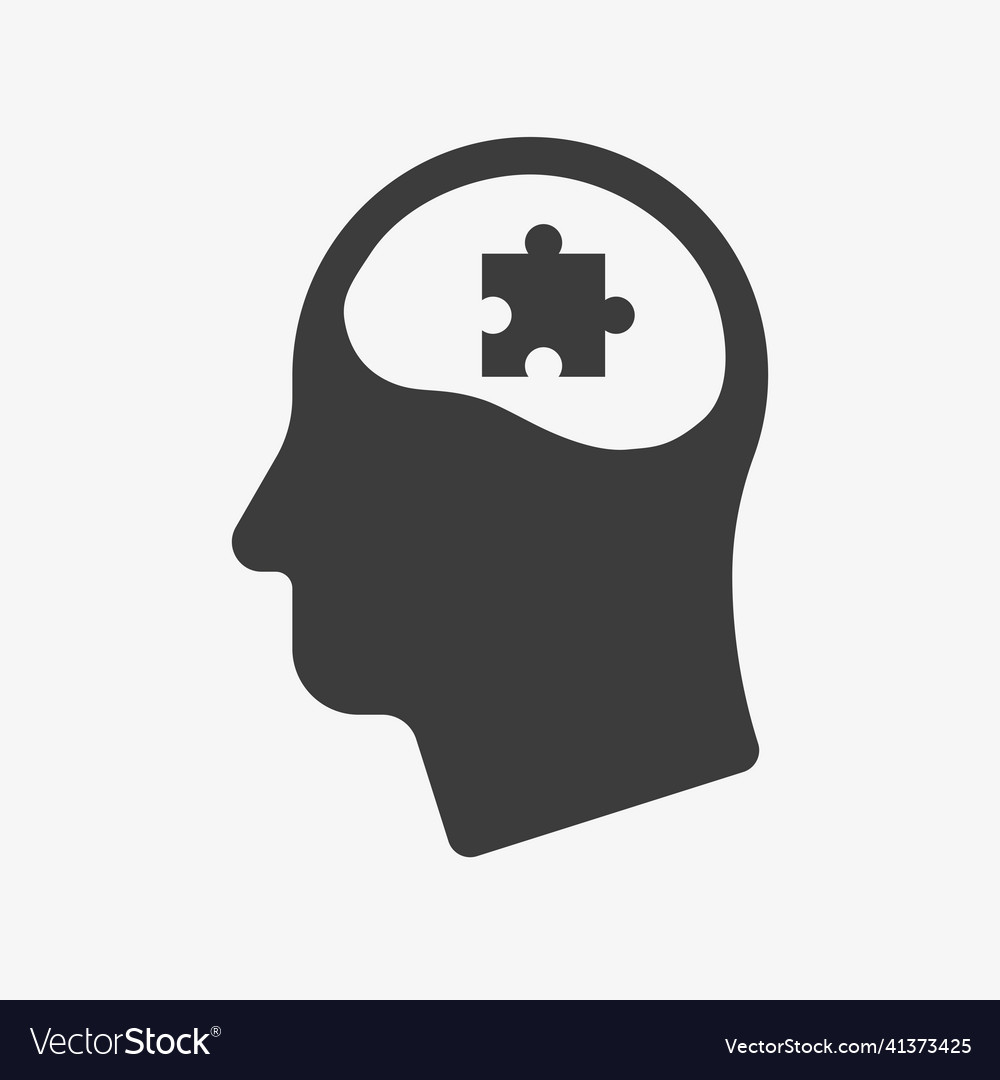 Head with puzzle symbol solution black icon Vector Image