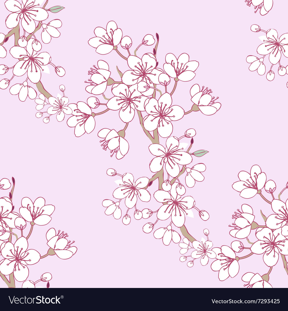 Seamless pattern sakura Royalty Free Vector Image