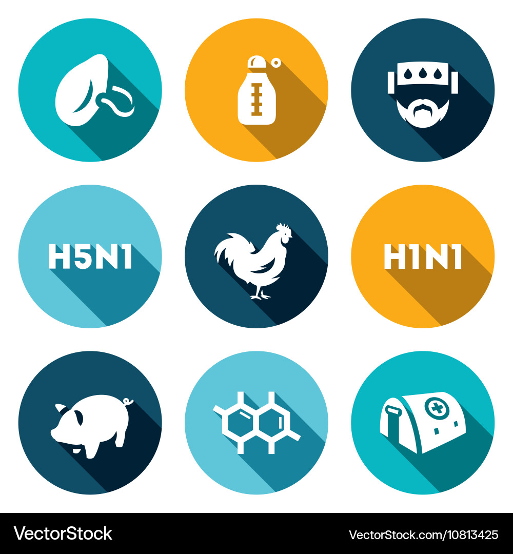Set virus icons respiratory Royalty Free Vector Image